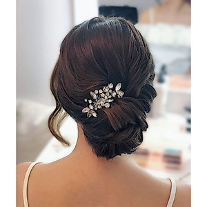 Catery Crystal Wedding Hair Comb Rhinestone Bridal Hairpieces Bridesmaid Clips Accessories for Brides and Women (A Silver)