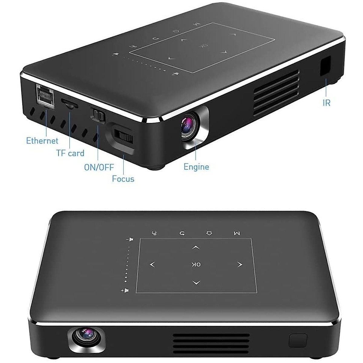 Feilx Mini Projector 2022 Upgraded Portable Video-Projector,Smart 3D Projector WiFi Bluetooth Support 4k Full HD Home Projector Portable Projector
