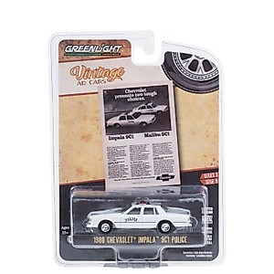 Greenlight 39130-E Vintage Ad Cars Series 9-1980 Chevy Impala 9C1 Police “Chevrolet Presents Two Tough Choices” 1/64 Scale