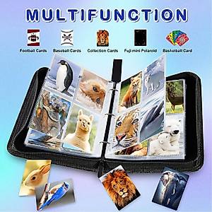400 Pockets Card Binder, 4-Pocket Trading Card Binder Album Holder Storage Book for Game Cards with 50 Removeable Sleeves, Ideal Baseball Binder Fit 400 Cards, Gift for Kids Adults