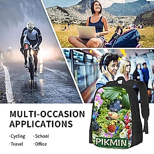 RACEK Fashion Game Pik-min Backpack Cartoon Lightweight Travel Computer Bag Casual Daypack Cute Daybag With Adjustable Straps For Unisex