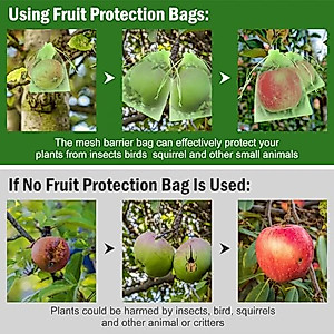 June Fox 50 Pcs Fruit Protection Bags 6x9 inch, Fruit Netting Cover Bags with Drawstring, Mesh Fruit Protectors Barrier Bags for Mangoes Tomatoes Fruit Trees Veggies Garden (Green)