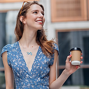 Turtle Necklace for Women Sterling Silver Tortoise 2 Infinity Blue Opal Sea Turtle Pendant Mother and Daughter Necklaces Ocean Inspirational I Llike Turtles Jewelry Birthday Gifts