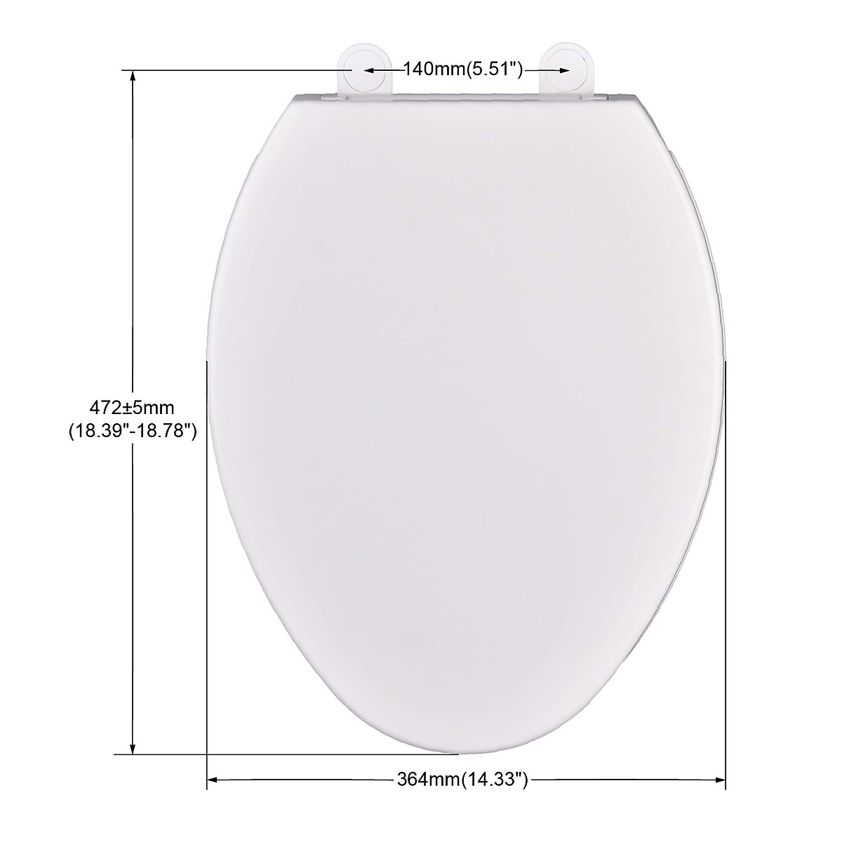 CYRRET Elongated Toilet Seat Slow Close, Easy to Install and Clean, Durable Plastic, White, Replacement Toilet Seats, Fits Standard Elongated, Obling or Oval Toilets