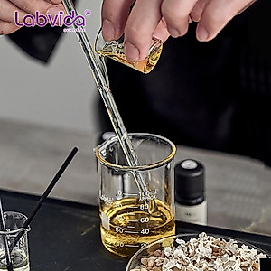 Labvida Upgrated 3 Size Low Form Beaker Set, 50ml 100ml 250ml, 3.3 Boro Glass Beakers with Printed Graduation, LVA017