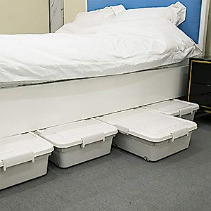 3 Pack Large Rolling Under Bed Storage Bin With Wheels, Sliding Underbed Plastic Containers With Lid Open From Both Sides. 37 x 19 x 7.3 inches