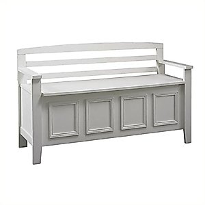 Pemberly Row Entryway Storage Bench in White with Flip-top Lid