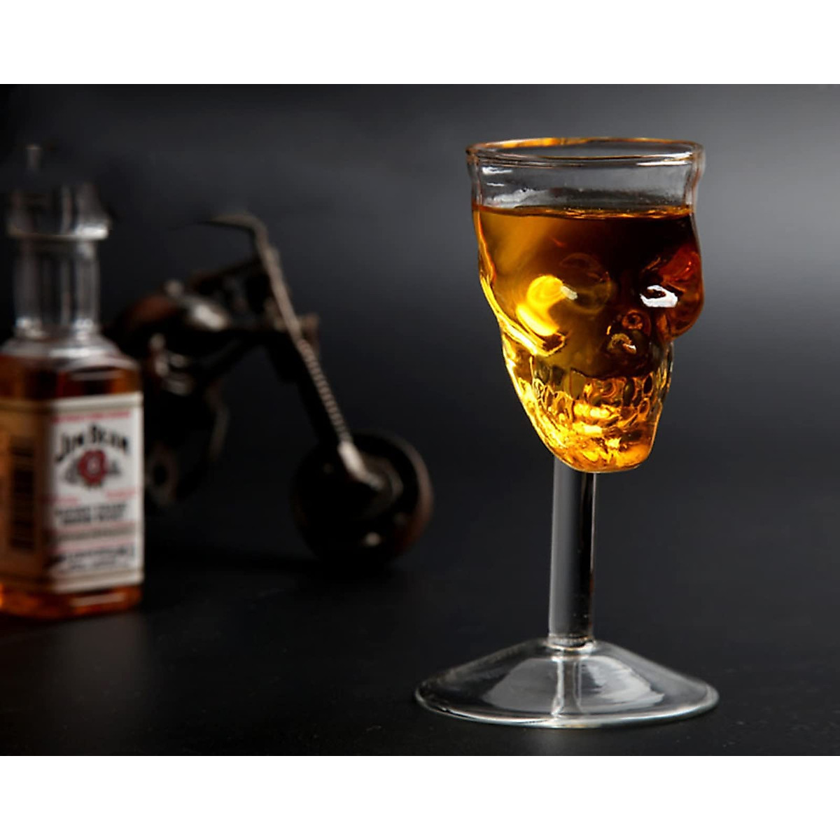 DS. DISTINCTIVE STYLE Skull Shot Glass 2 Pieces Double Shot 75 Milliliter 2.5 Ounce Whiskey Glass