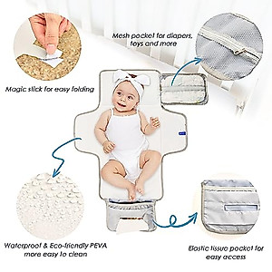 Beach Starfish Seashells Portable Baby Changing Pad Travel Diaper Changing Table Mat Foldable Waterproof Changing Station with Built-in Pillow for Girls Boys Newborn Essentials