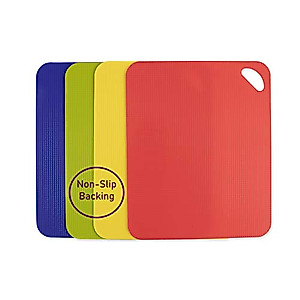Dexas Heavy Duty Grippmat Flexible Cutting Board Set of Four, 11.5 x 14 inches, Blue, Green, Yellow and Red,6554PK