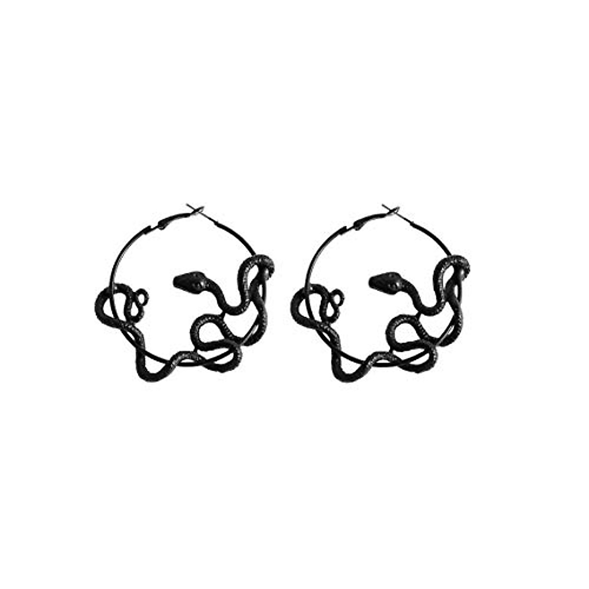 Black Gothic Jewelry Medusa Serpent Hoop Earrings Snake Circle Earrings Women