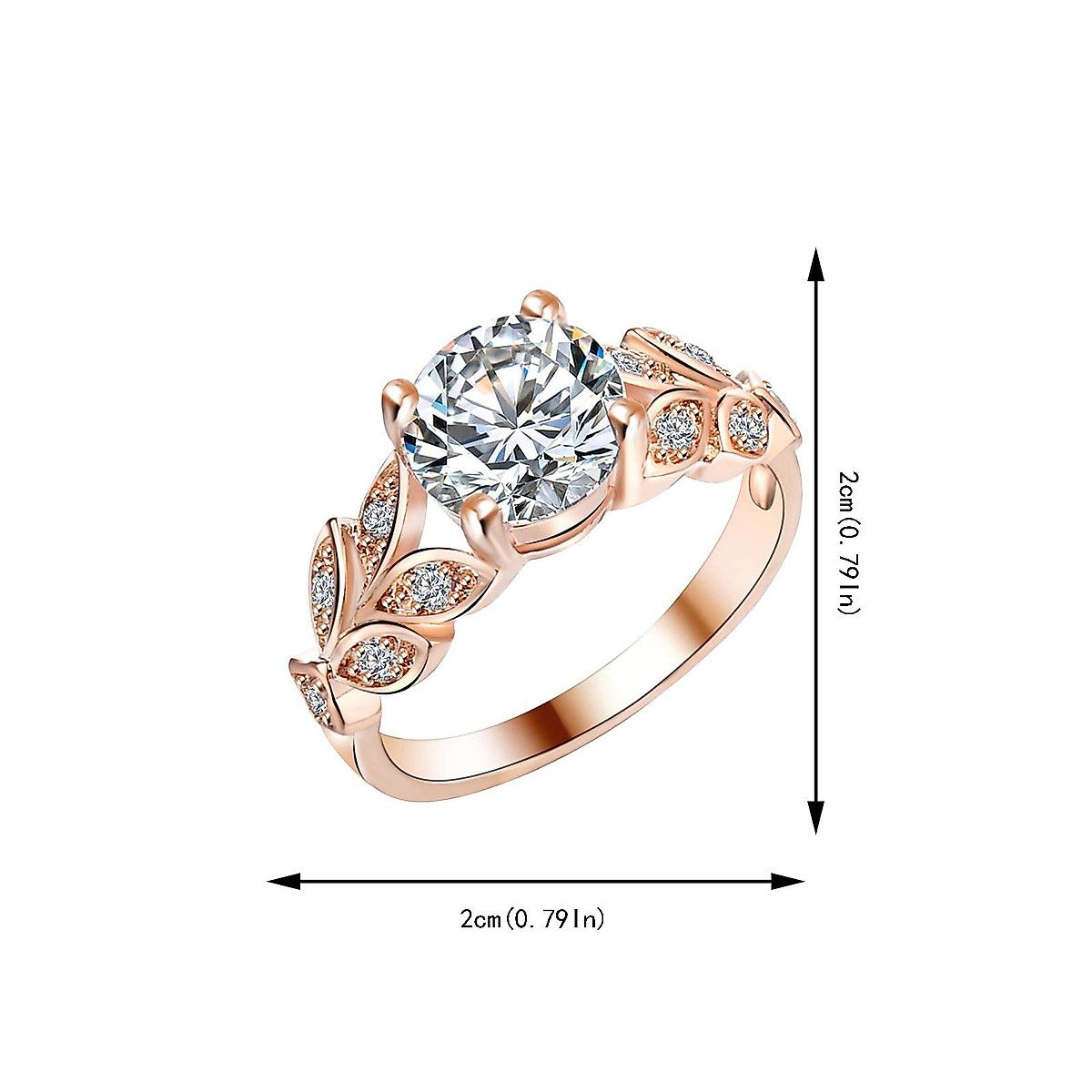 Rings for 10-12 Year Old Girls Engagement Round Cut Zircons Women Wedding Rings Jewelry Rings for Woman Full Diamond Ladies Ring (Rose Gold, 9)