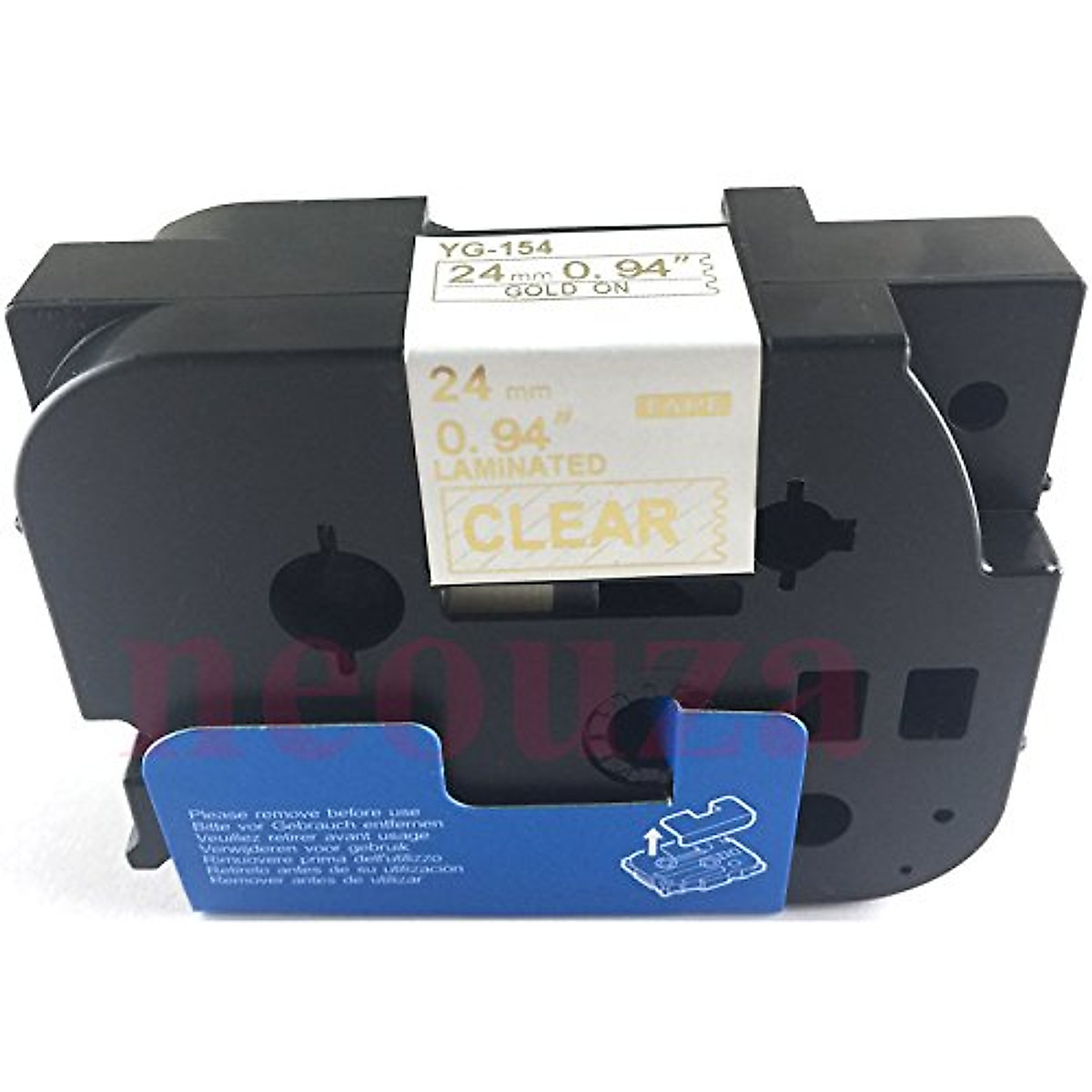 NEOUZA 5PK Compatible for Brother P-Touch Laminated Tze TZ Label Tape Cartridge 24mm x 8m (Set of 5 Colors Colors Black Red Gold Blue White on Clear)