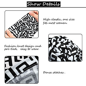 SATINIOR 3 Pieces African Turban for Women Knot Pre-Tied Bonnet Beanie Cap Headwrap (Black Orange Pink Geometry)