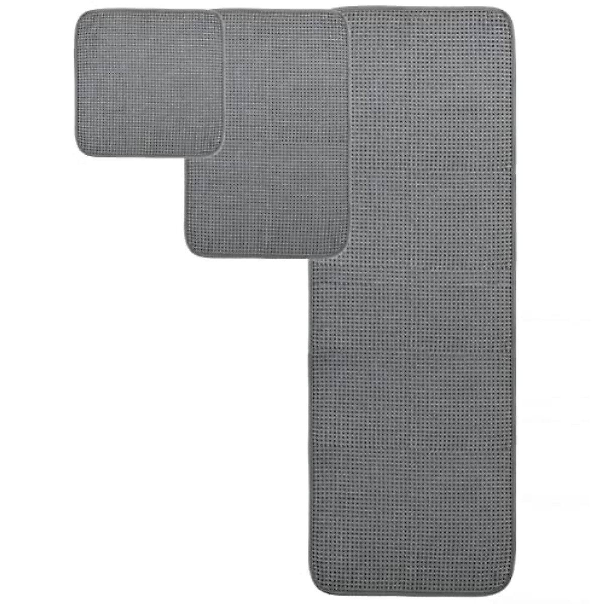 POLYTE Oversize, 60 x 30 in, Quick Dry Lint Free Microfiber Bath Towel Set, 6 Piece (Gray, Waffle Weave)