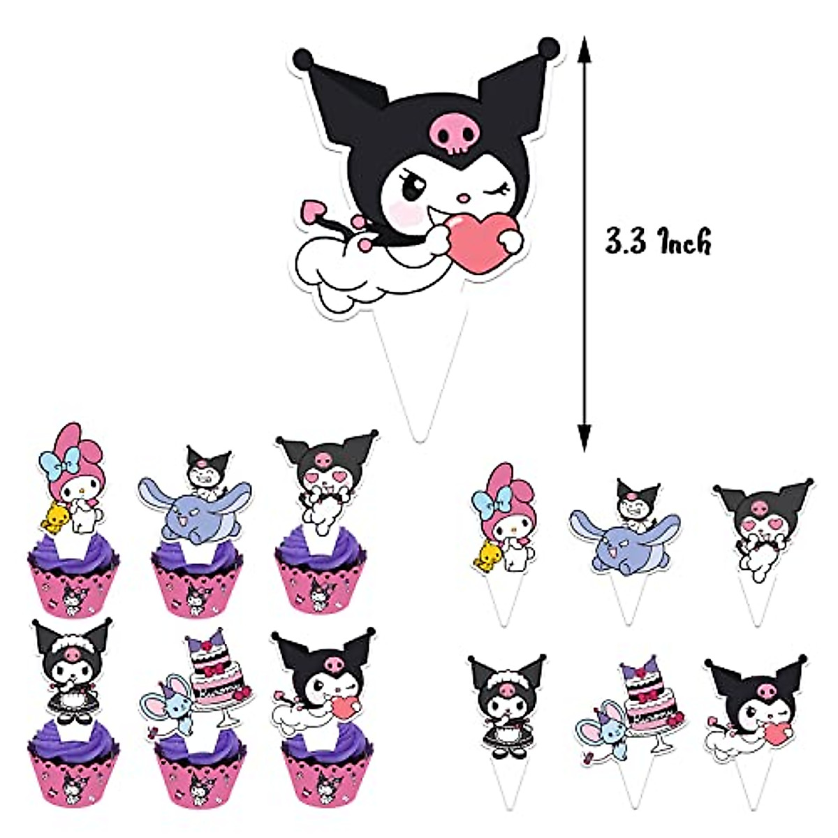 for Kuromi Birthday Party Supplies, Kuromi Party Decorations Included Birthday banner, Cake Topper, Cupcake Topper, Balloon