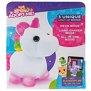 Adopt Me! Neon Unicorn Light-Up Plush - Soft and Cuddly - Three Light-Up Modes - Directly from The #1 Game, Exclusive Virtual Item Code Included - Toys for Kids - Ages 6+