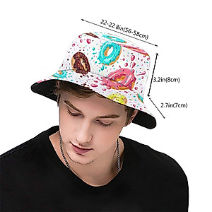 TUSBUIR Donut Doughnut Bucket Hat Fisher Hat Travel Beach Sun Hat Outdoor Cap for Unisex Men Women, One Size
