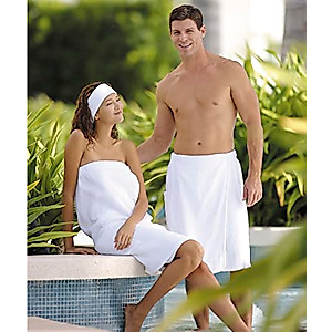 Boca Terry Mens Spa Wrap - Waffle Bath Wrap for Sauna, Gym or College Dorm - 2X (XXL), Grey