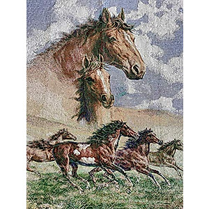 EZ.enjoy Western Galloping Horse Woven Tapestry Throw Blanket with Fringe 50X60 Inches