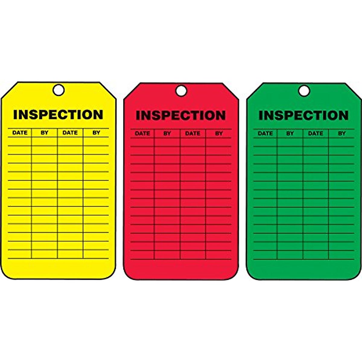 Accuform "Danger/Caution/Attention", Pack of 25 PF-Cardstock Scaffold Status Tag, Legend, 5.75" x 3.25", Black on Green/Yellow/Red, TSS200CTP