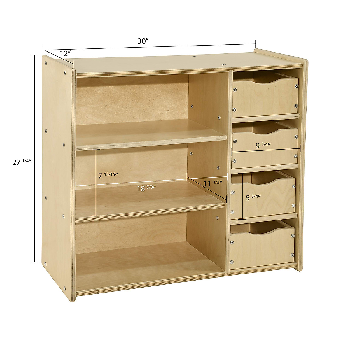 Contender Kids Bookshelf with Drawers, Wooden Bookcase Organizer for Daycare, Classroom, and Home, 3-Shelf for Toddlers and Preschool Books, Toys, and Supplies