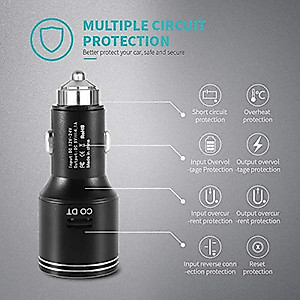 FASOHERE Car Carbon Monoxide Detector, Dual USB Car Adapter LED Display, Fast Car Charger, Quick Charge 3.0 Adapter, Car CO Alarm Detector