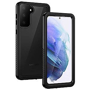 Lanhiem Samsung Galaxy S21 Case, IP68 Waterproof Dustproof Shockproof Case with Built-in Screen Protector, Full Body Heavy Duty Protective Clear Cover for Galaxy S21 5G 6.2 Inch, Black