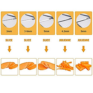 Mandoline Slicer for Kitchen, Adjustable Stainless Steel Food Vegetable Potato Onion Slicer French Fry Cutter, Slicer Julienne with Cut-Resistant Gloves