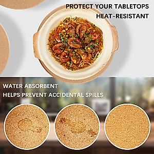 5 PCS High Density Thick Cork Trivet, Round 7.1inches Cork Plant Coasters for Kitchen Hot Dishes and Hot Pots,Resistant Hot Pads for Table Countertop