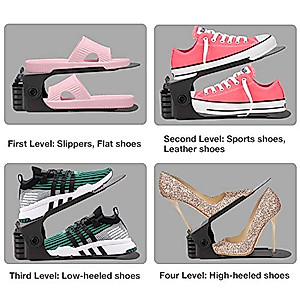 Neprock Shoe Slots Organizer, Adjustable Shoe Stacker Space Saver, Double Deck Shoe Rack Holder for Closet Organization (20-Pack)(Black)