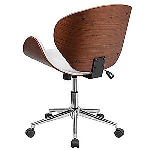 Flash Furniture Tana Mid-Back Walnut Wood Conference Office Chair in White LeatherSoft