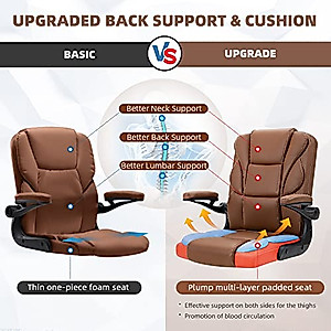 SEATZONE Office Desk Chair, High Back Ergonomic Managerial Executive Chairs, Headrest and Lumbar Support Desk Chairs with Wheels and Armrest, Camel