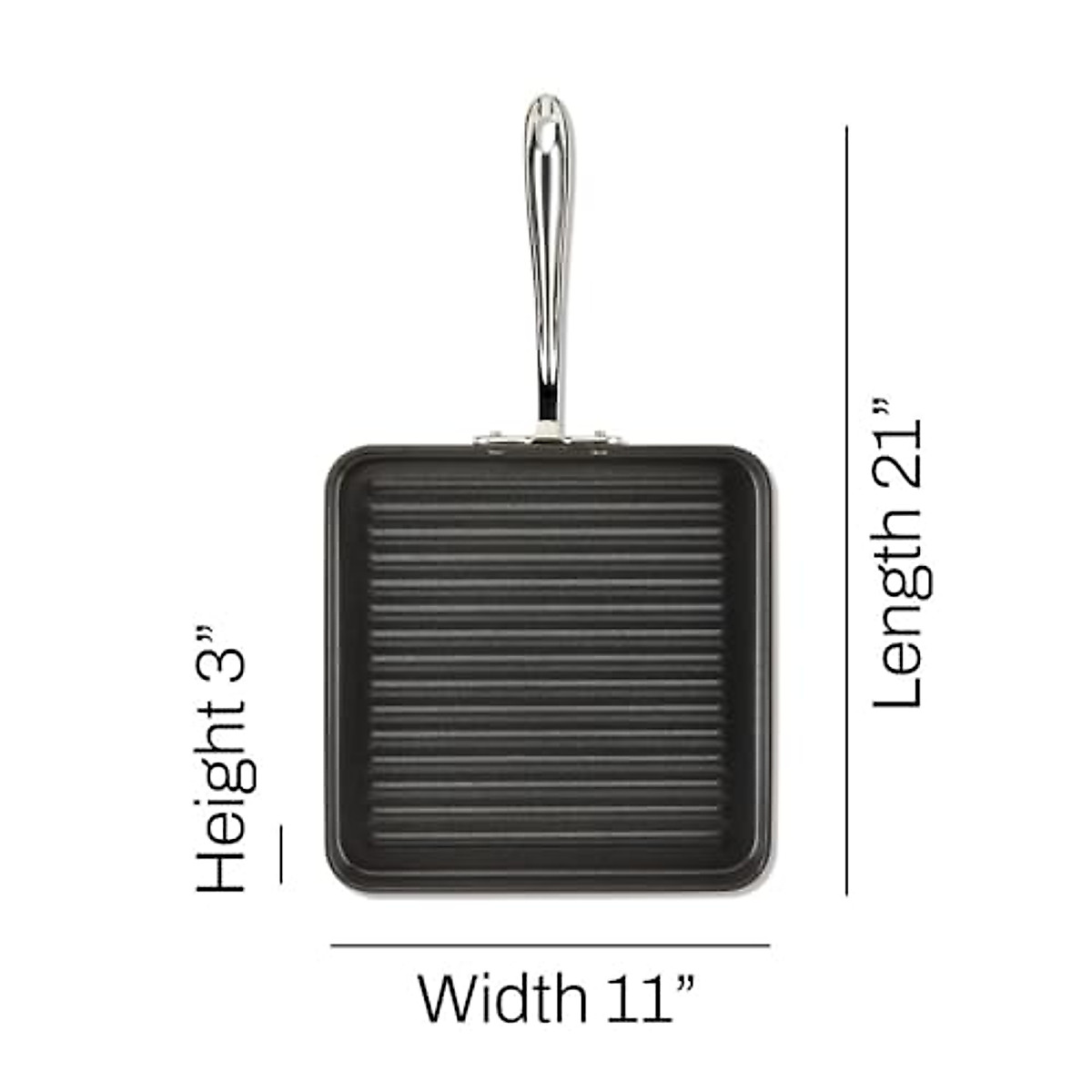 All-Clad HA1 Hard Anodized Nonstick Grill 11x11 Inch Oven Safe 350F Pots and Pans, Cookware Black