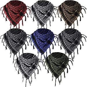 Kenning 8 Pcs Military Shemagh Tactical Desert Scarf Arab Head Scarf for Men Women Keffiyeh Arab Wrap with Tassels for Neck Head Face, 40 x 40 Inches