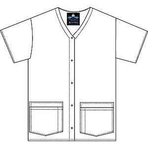 Womens V-Neck SNAP Closure Scrub TOP with Short Sleeves Size L Pewter