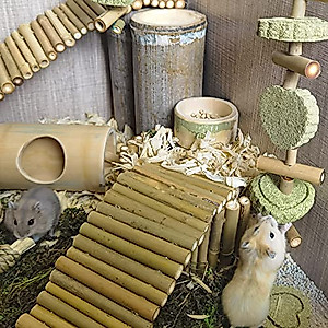 Hamster Guinea Pig Toys, Natural Bamboo Rat Chinchilla Chew Toys for Teeth Care, Exercise Accessories Toys for Rabbit Bunny and Small Pets…