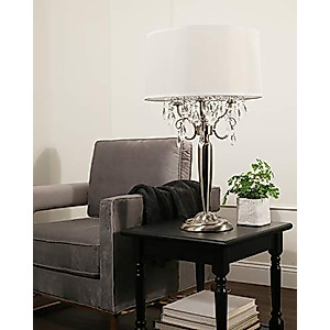 Ok Lighting OK-5109T Crystal Silver Table Lamp, 16" x 16" x 30"