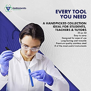 DR Instruments 61936PCT Precision Dissection Kit - 25-Piece Biology Kit - 8 Stainless Steel Instruments - Extra Blades & T-Pins - Biology Students & Faculty - Autoclavable Case in Assorted Colors