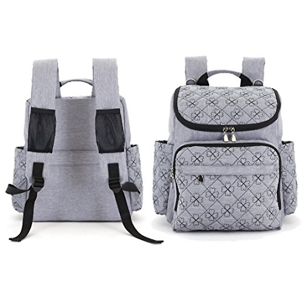 HYBLOM Diaper Bag Backpack With Baby Stroller Straps, Stylish Travel And Organizer For Women & Men, 12 Pockets, Grey