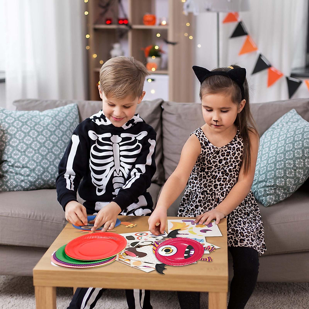 KATOOM 12 Pack Paper Plate Craft for Kids DIY Art Kit Monster Craft Gift for 4, 5,6,7,8 Year Old Boys Girls Toddlers, Art Project for Birthday Gift Party Supplies