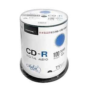 HIDISC TY Series Digital Audio Music CD-R 52X 700MB White Inkjet Printable - 100 Cake Box