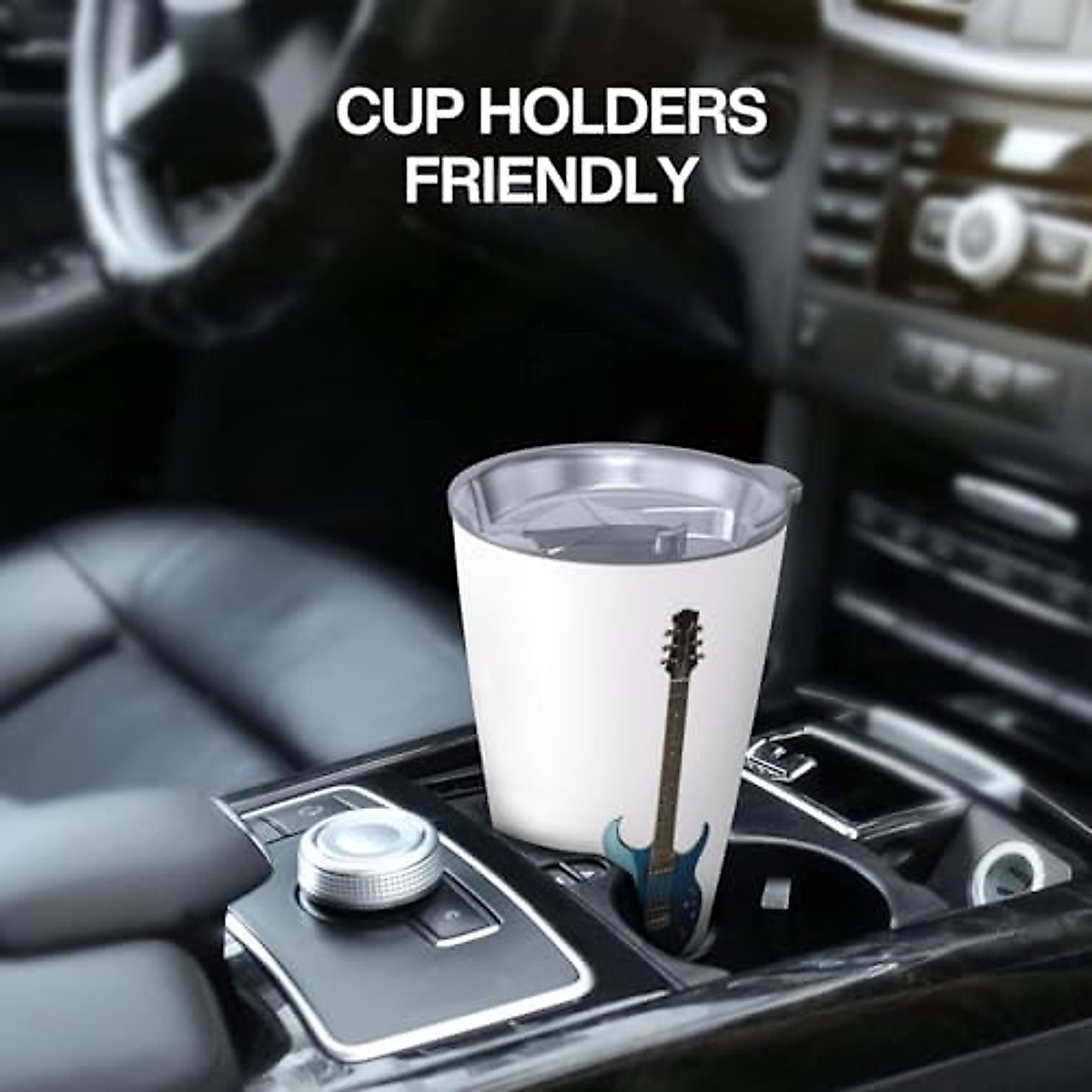 jshmgchw 3d Nice Guitar 20oz Tumbler, Car Cup With Lid And Straw, Spill-Proof, Stainless Steel Double Wall Vacuum Insulated Reusable Coffee Travel Mug, For Cold Drinks, Hot Beverage