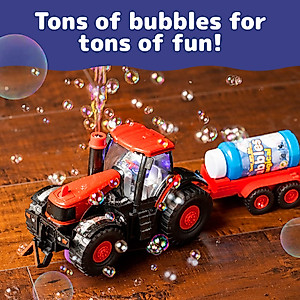 Prextex Bump & Go Bubble Blowing Farm Tractor Toy Truck with Lights, Sounds, and Action for Toddlers - Bubble Solution Included with Toy Tractors - Kids Tractor Toys for 2 Year Old Boy to 3+ Years Old