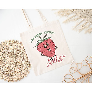 Berry Sweet tote bag for Valentines Day, Custom Canvas Heart Bag, Valentine Treat Tote, Personalized Gifts for Valentines Day, Gift Bag