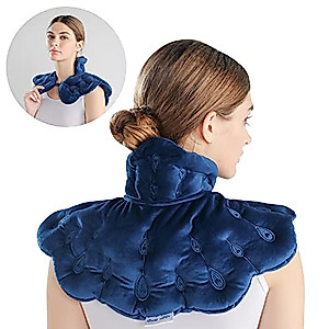 Cosy Life Microwave Heating Pad for Neck Shoulders and Back Pain Relief, 2 in 1 Hot/Cold Therapy Heat Pad Microwavable, 4LB Weighted Neck Wrap with 100% Natural Herbs (Unscented Blue)