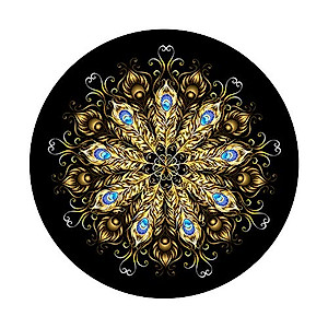 Colorful Mandala Peacock Feathers PopSockets Grip and Stand for Phones and Tablets