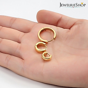 JewelrieShop Hoop Earrings Set Gold Surgical huggie Earrings, Hypoallergenic Huggie Ear Piercings Endless Huggie Hoop Earrings for Men Earrings (Gold, Black, Stainless Steel Hoop Earrings)