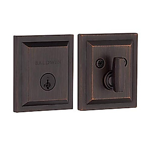 Baldwin Spyglass, Single Cylinder Front Door Deadbolt Featuring SmartKey Re-key Technology and Microban Protection, in Venetian Bronze