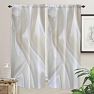 Livencher Semi-Sheer Curtain Valances - Gold White Marble Farmhouse Curtain Rod Pocket Window Short Drapes Valances Panels for Kitchen Bedroom Small Window 52"x72", 2 Pack